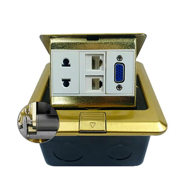 Clopal Golden Floor Socket Hdmi+Vga+2Pin Socket – Maryam Electric